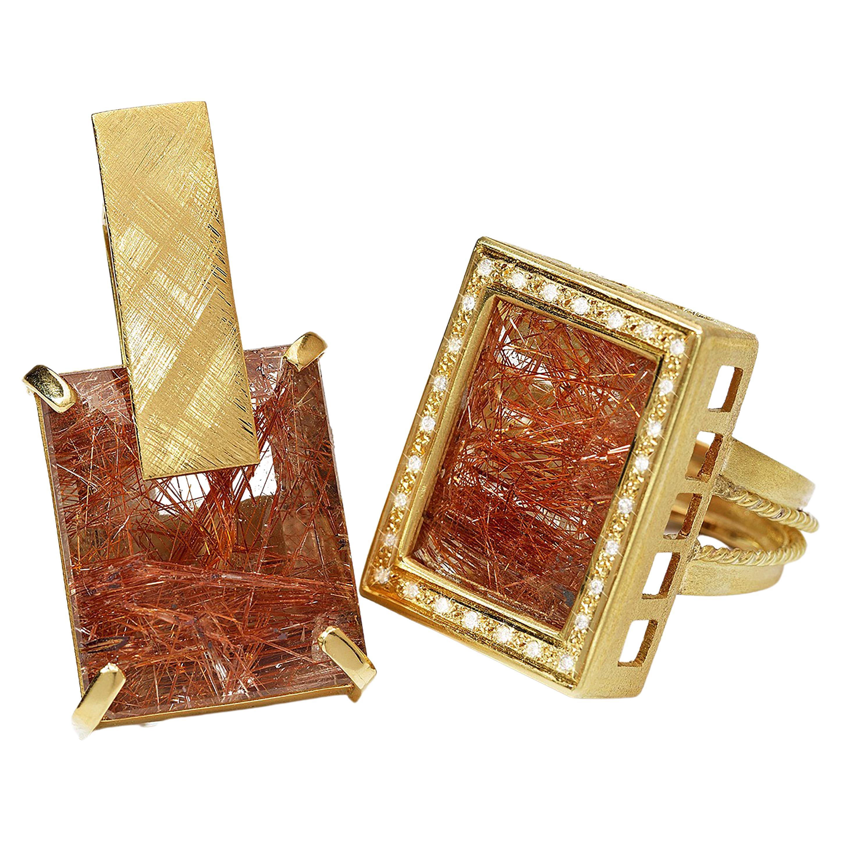 CHANEL Large Rutilated Quartz Diamond White Gold Ring at 1stDibs