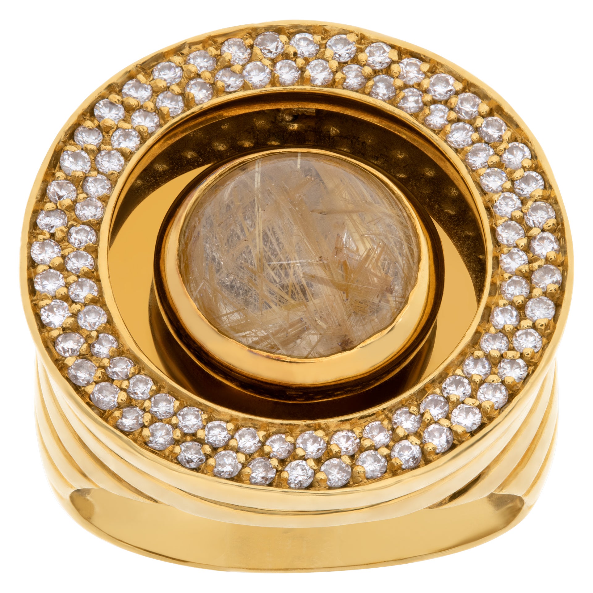 Rutilated Quartz Ring Set in 18 Karat Gold Settings For Sale at 1stDibs