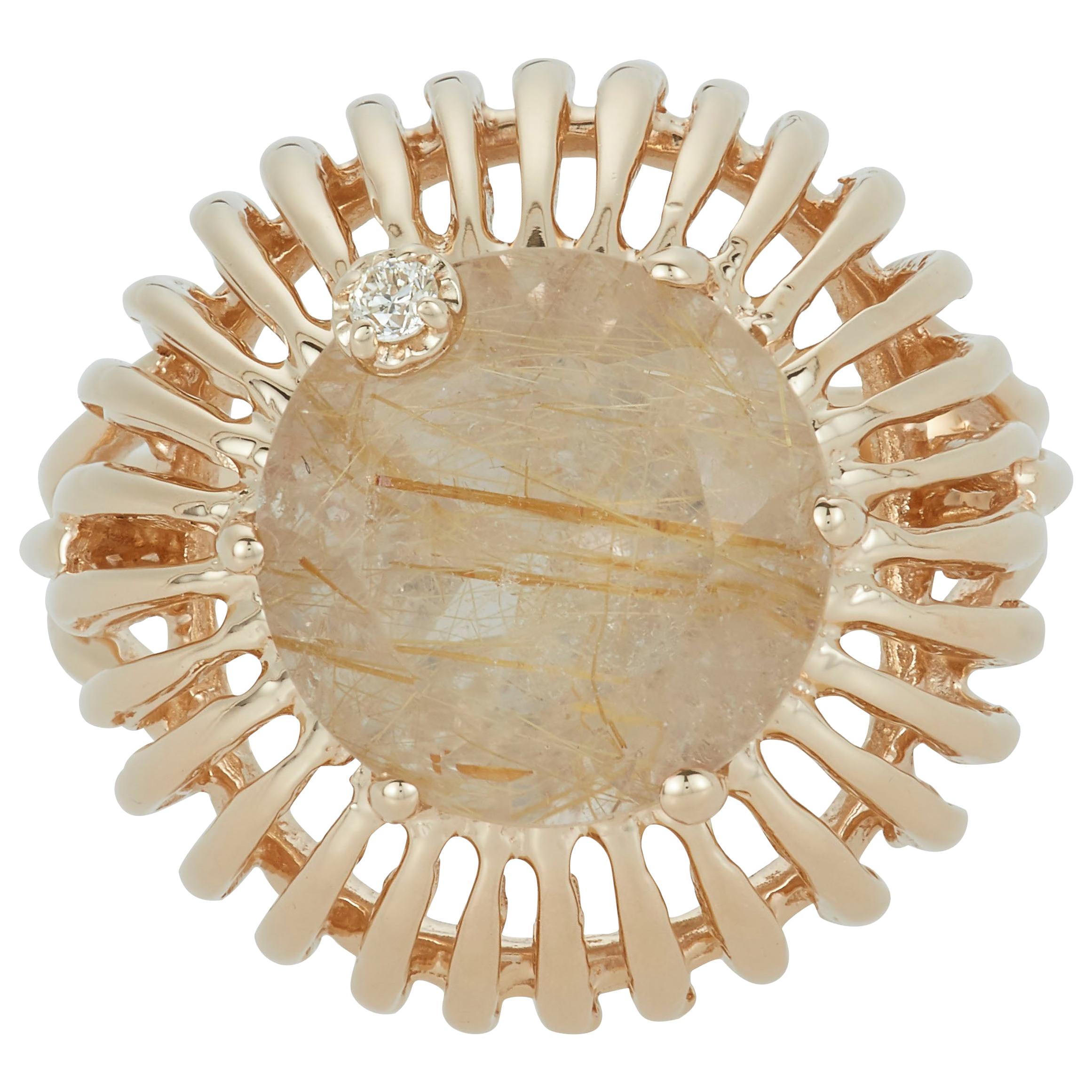 Rutilated Quartz Modernist Ring at 1stDibs