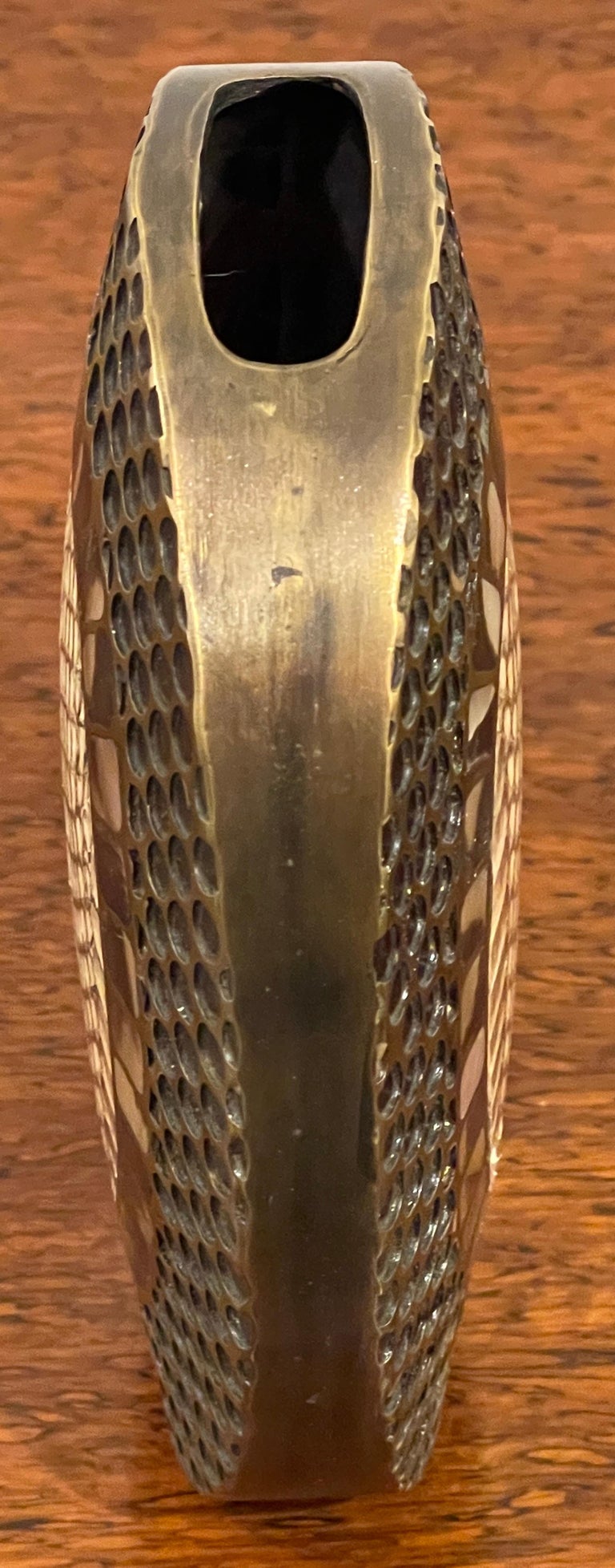 R&Y Augousti, Modern Enameled Bronze, Abalone and Python Oval Vase For ...