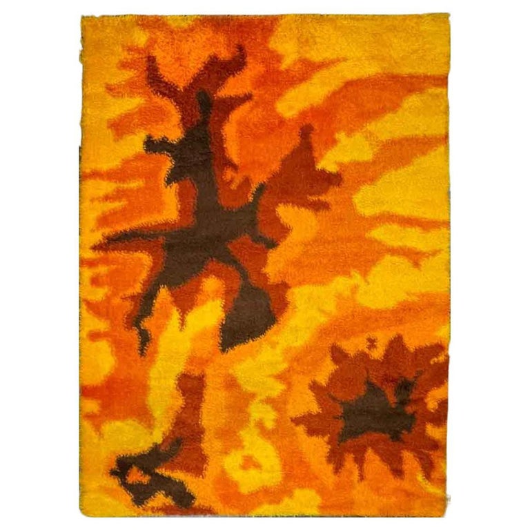 Rya Rug Vintage 1960s Scandinavian/Danish Shag Rug For Sale at 1stDibs