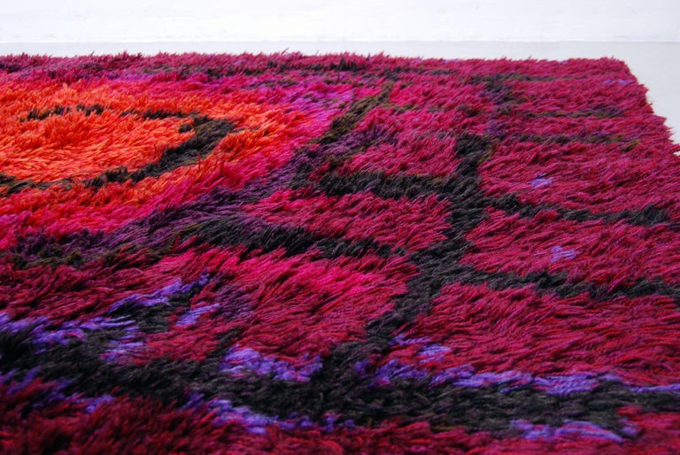Rya Rug with Fire Pattern by Ege Rya, Denmark at 1stDibs