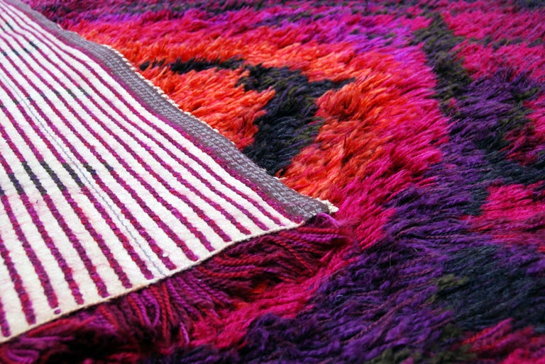 Rya Rug with Fire Pattern by Ege Rya, Denmark at 1stDibs