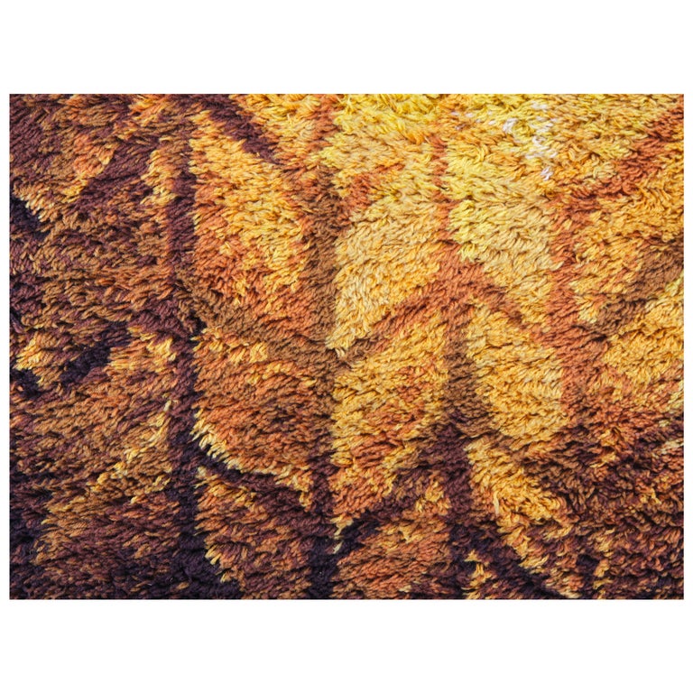 Rya Rugs in Wool with Orange Motifs For Sale at 1stDibs