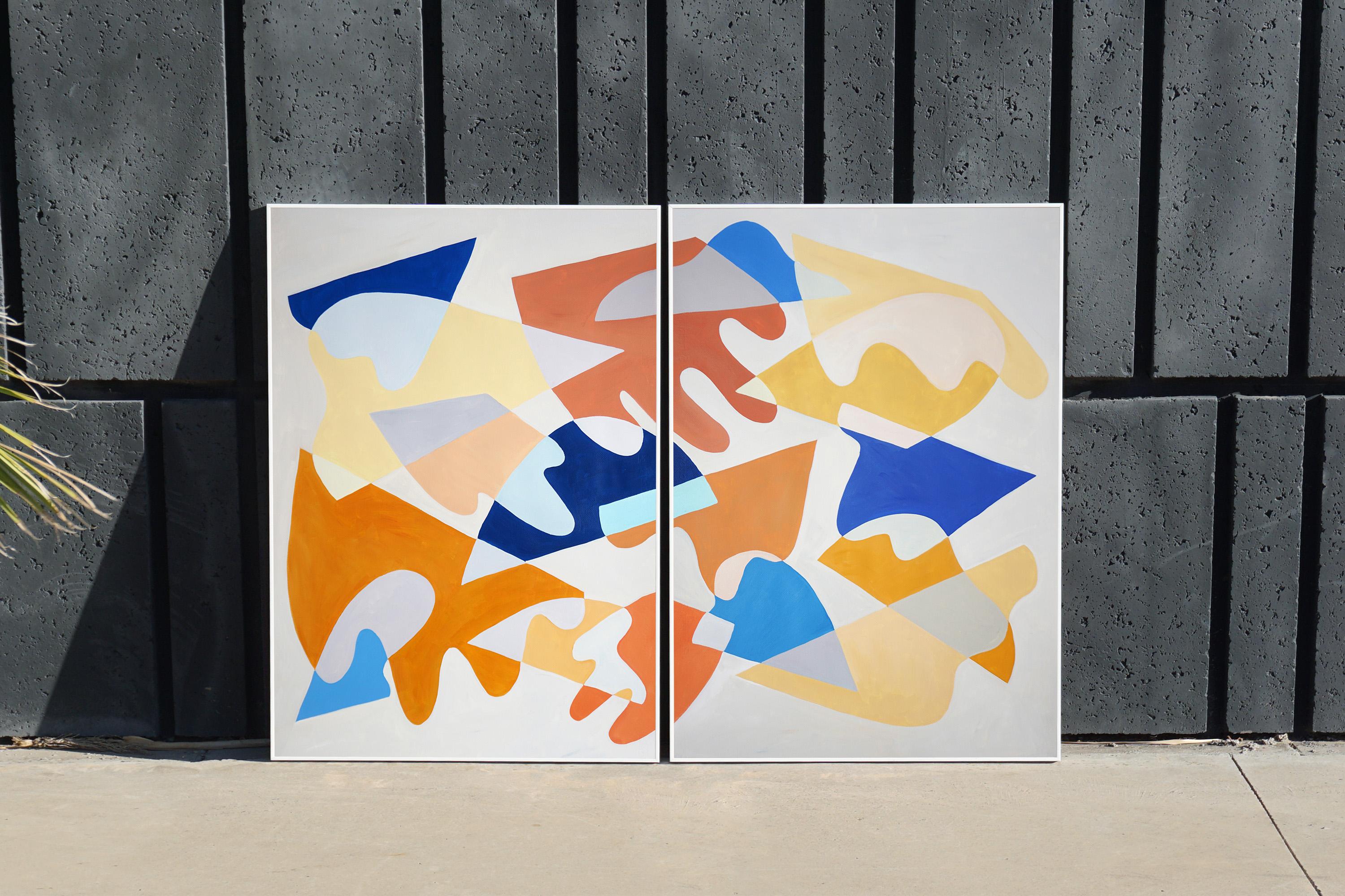 Ryan Rivadeneyra - Fragments of Summer, Jetsons Shapes, Memphis Floating Forms Diptych in Yellow ...