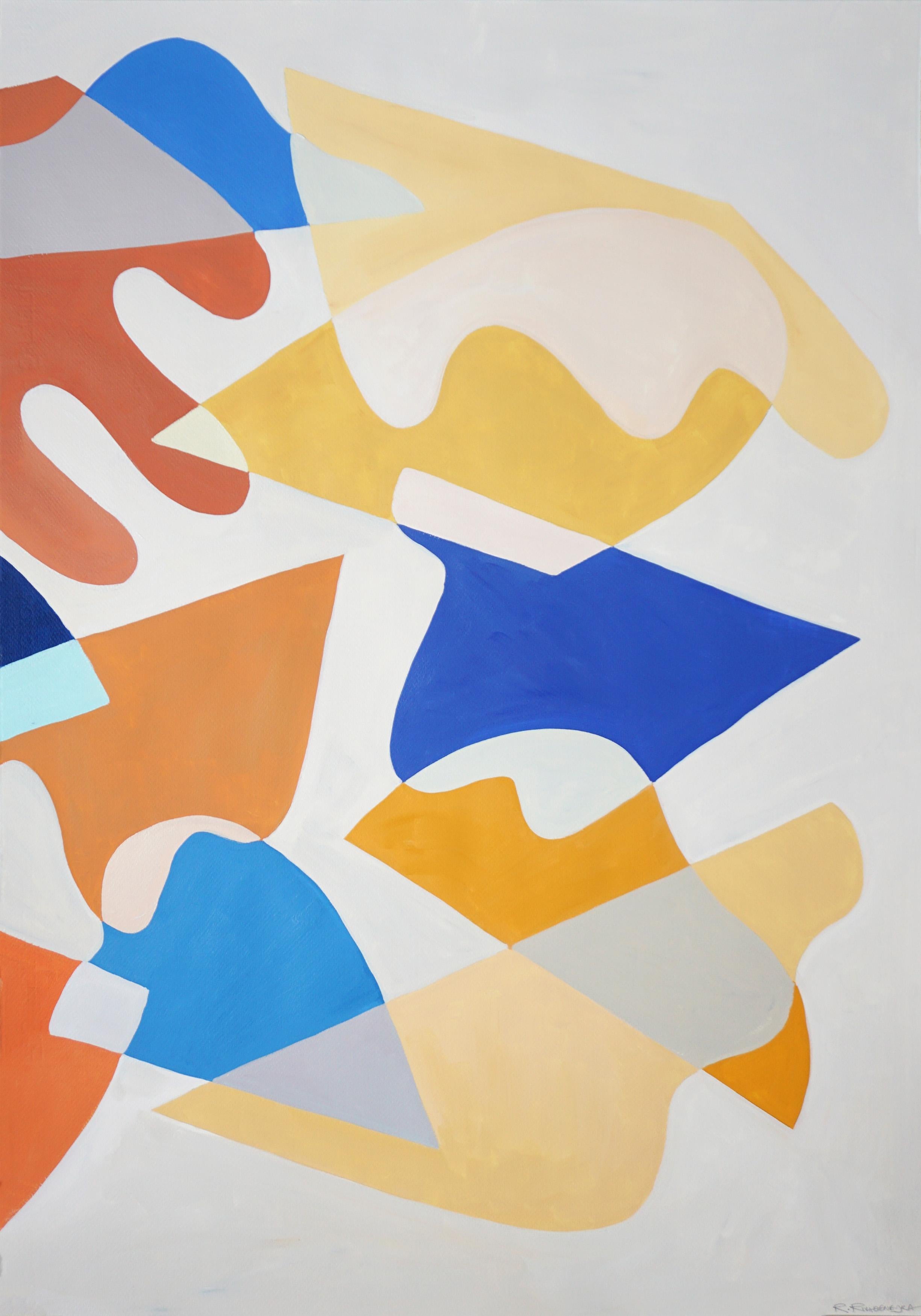 Ryan Rivadeneyra - Fragments of Summer, Jetsons Shapes, Memphis Floating Forms Diptych in Yellow ...