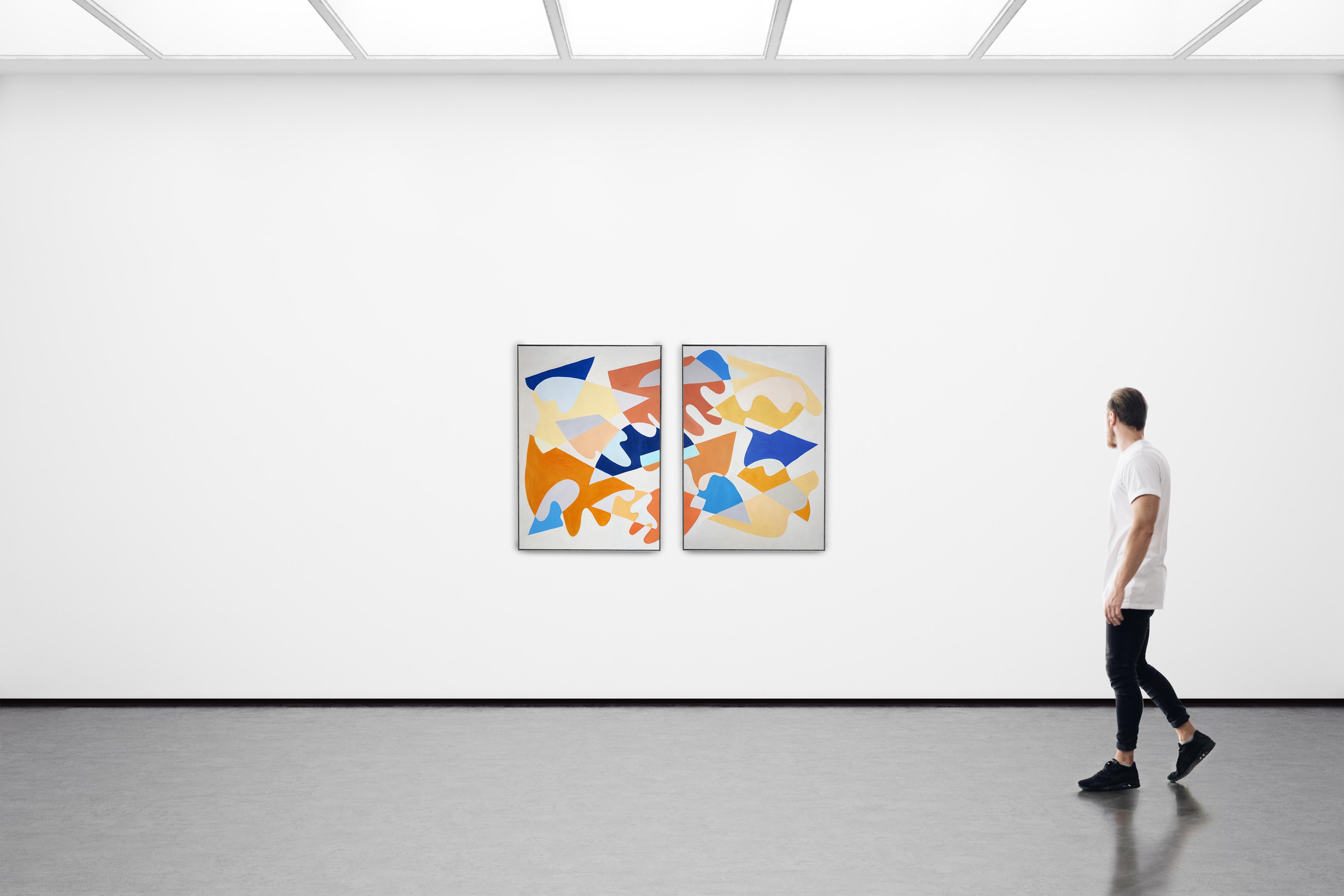 Ryan Rivadeneyra - Fragments of Summer, Jetsons Shapes, Memphis Floating Forms Diptych in Yellow ...