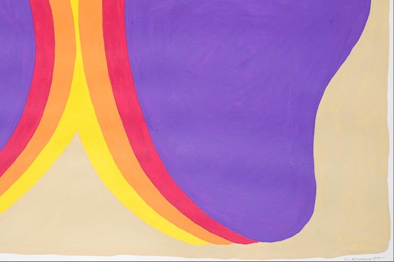 Ryan Rivadeneyra - Purple Desert Mirage, Large Geometric Painting in Pale Tones, Rainbow ...
