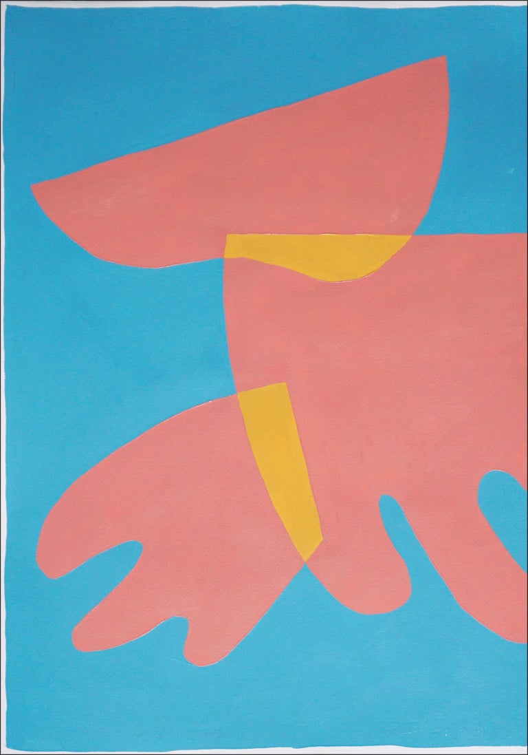 Ryan Rivadeneyra - Red Clouds over Blue Sky, Mid-Century Modern Triptych, Organic Shapes, Yellow ...