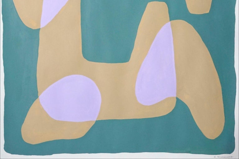 Ryan Rivadeneyra - Tan Arches on Green, Abstract Geometric Painting ...