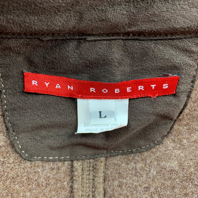 RYAN ROBERTS Size L Brown Wool Zip Up Jacket For Sale at 1stDibs