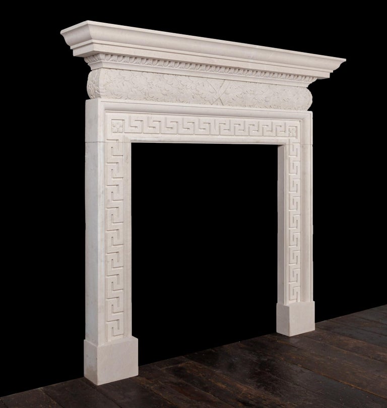 Ryan and Smith Lissadel Hand-Carved English Portland Stone Fireplace For Sale at 1stDibs