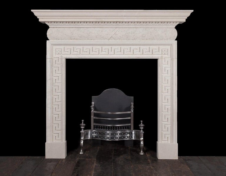 Ryan and Smith Lissadel Hand-Carved English Portland Stone Fireplace For Sale at 1stDibs