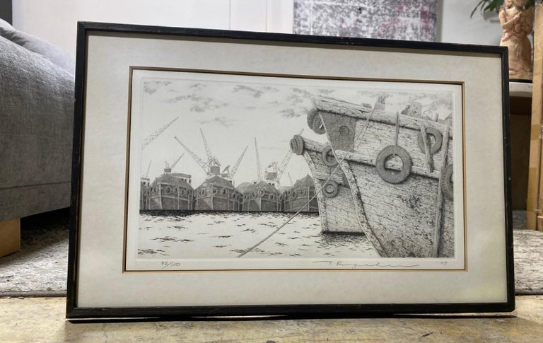 Ryohei Tanaka Signed Limited Edition Japanese Etching #190 Barge Pool ...