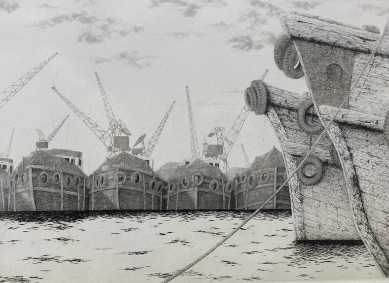 Ryohei Tanaka Signed Limited Edition Japanese Etching #190 Barge Pool ...
