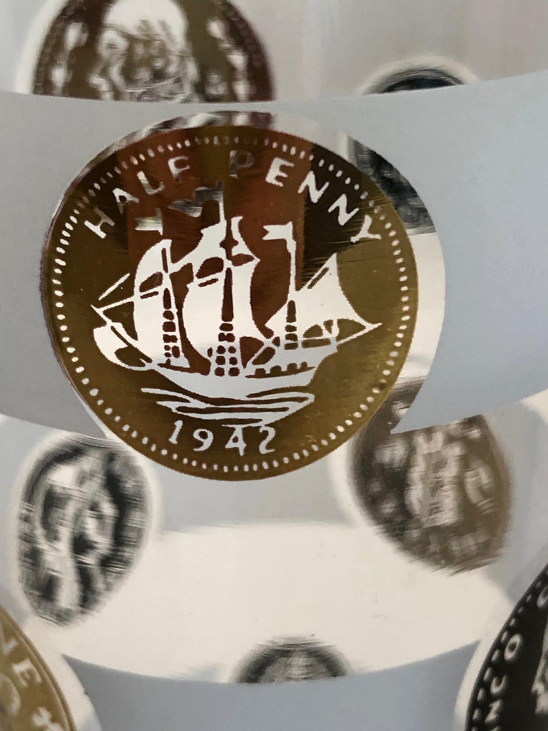 S/15 "Old Coin" Gold, Black and Copper Over Frosted and Clear Tall ...