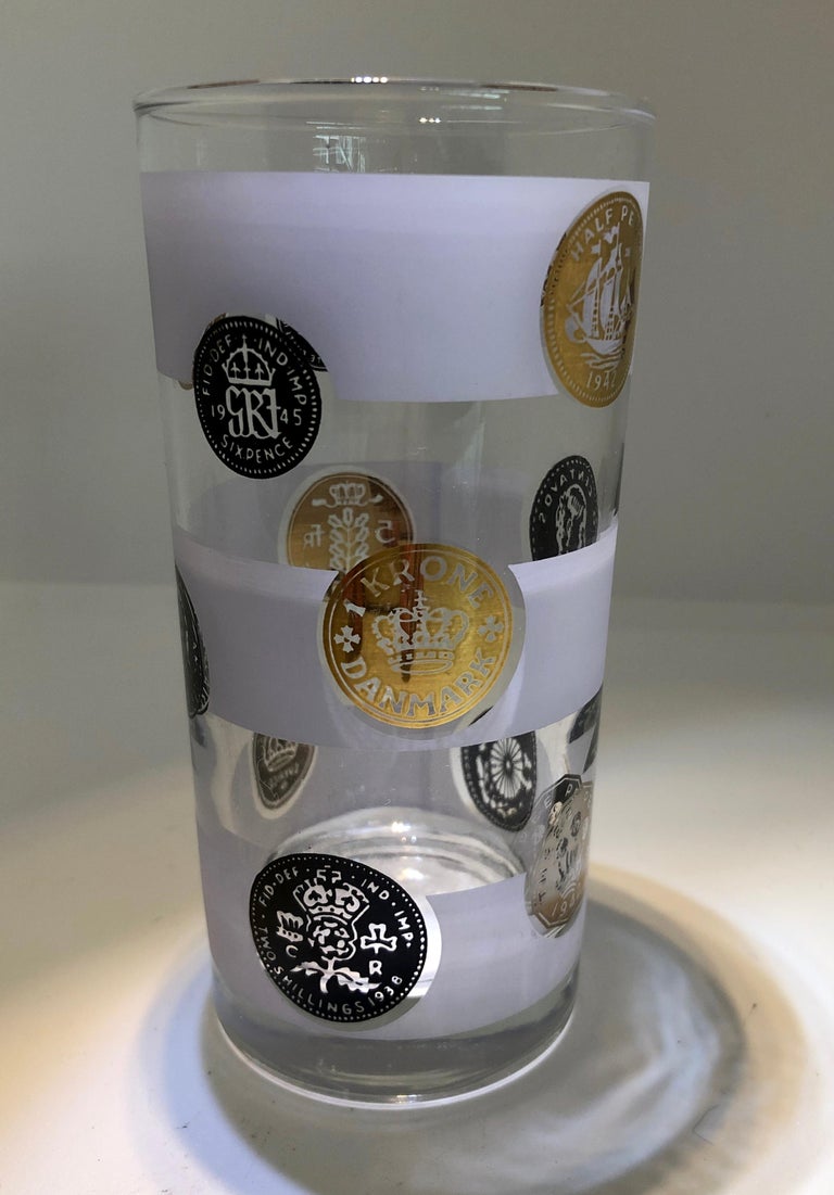 S/15 "Old Coin" Gold, Black and Copper Over Frosted and Clear Tall ...