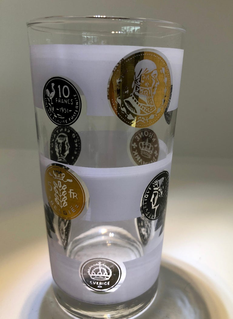 S/15 "Old Coin" Gold, Black and Copper Over Frosted and Clear Tall ...