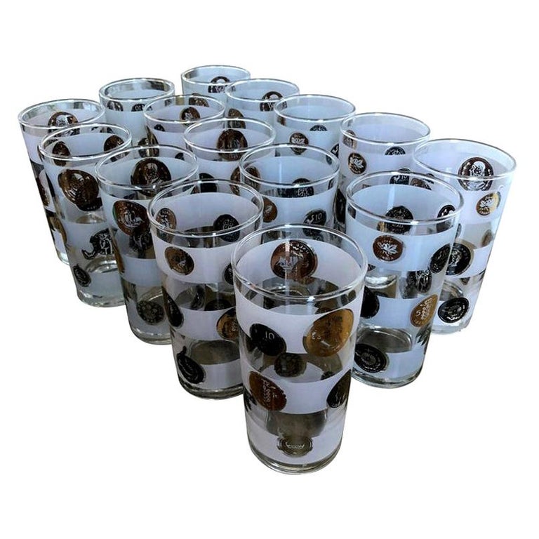 S/15 "Old Coin" Gold, Black and Copper Over Frosted and Clear Tall ...