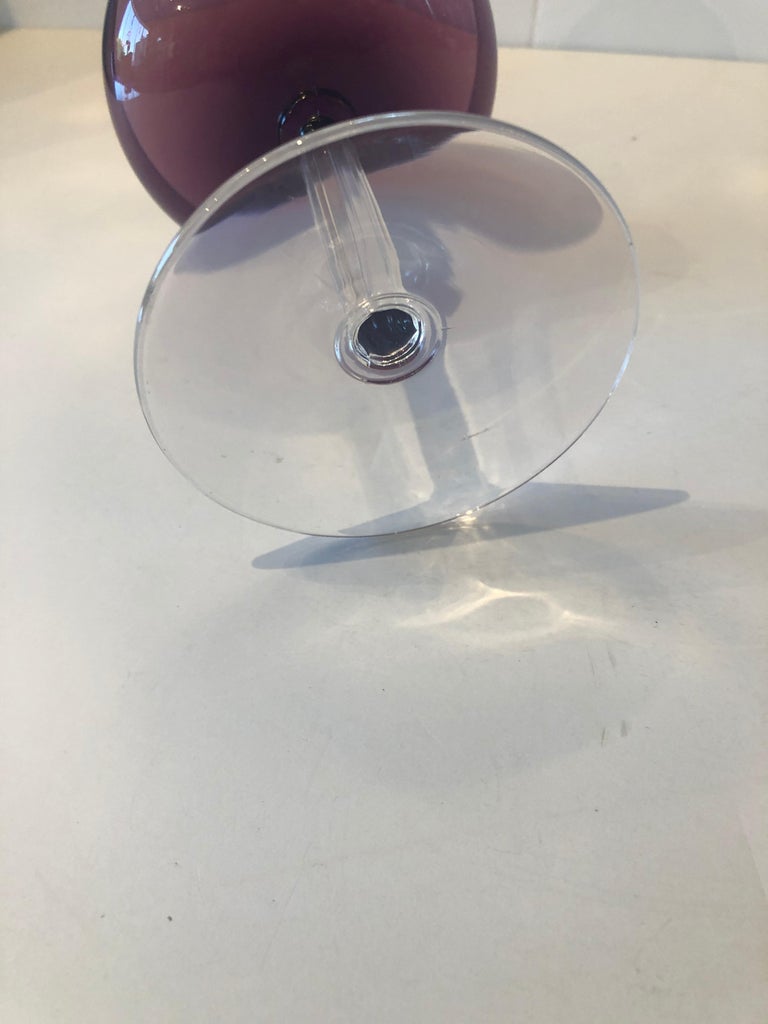 S/8 Translucent Purple and Clear Fluted Stem Fostoria Crystal Champagne ...