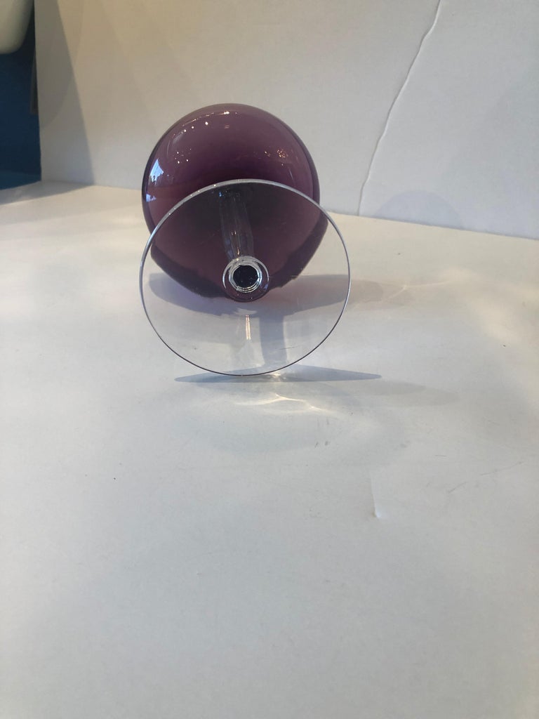 S/8 Translucent Purple and Clear Fluted Stem Fostoria Crystal Champagne ...
