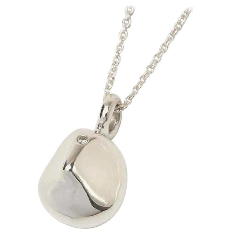 S A D É. Sage Necklace in 14 Karat White Gold White Diamond and White ...