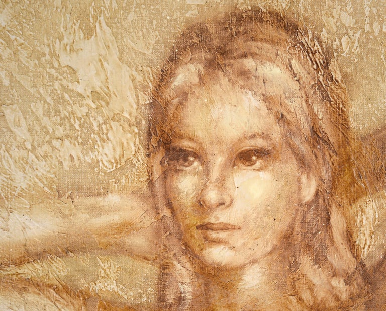 Standing Nude Woman - Acrylic on Canvas with Heavy Gesso For Sale at ...