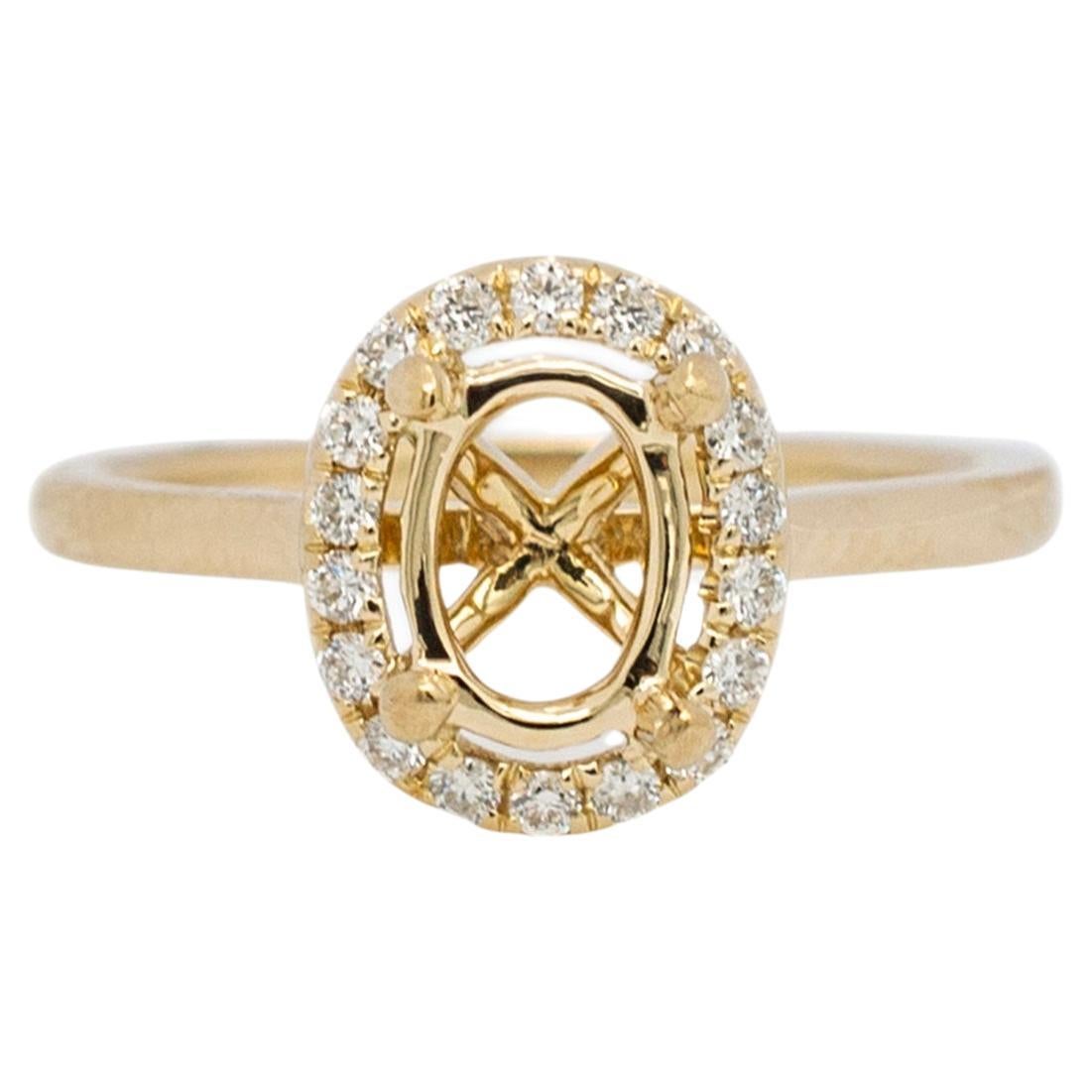 S. Kashi 14K Yellow Gold Oval Halo Diamond Semi Mount Engagement Ring ...