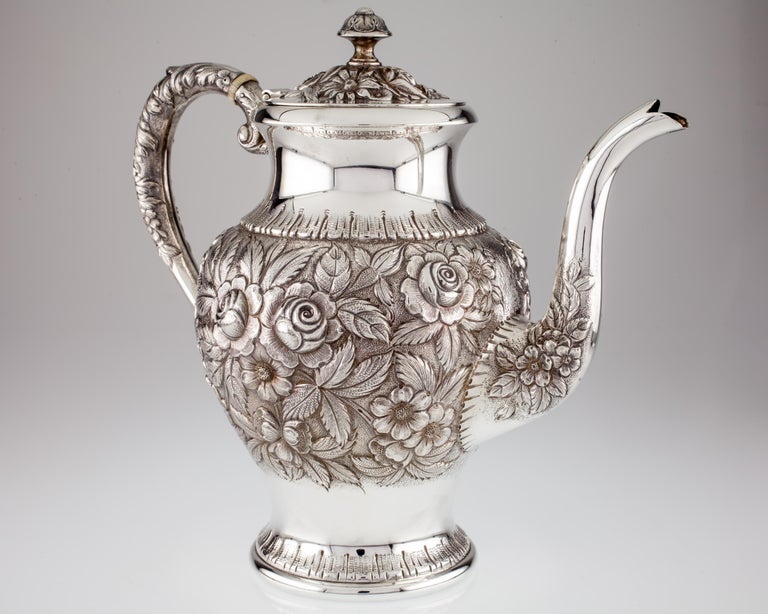 S Kirk and Son Sterling Silver Hand-Chased Repousse Tea Pot and Waste ...