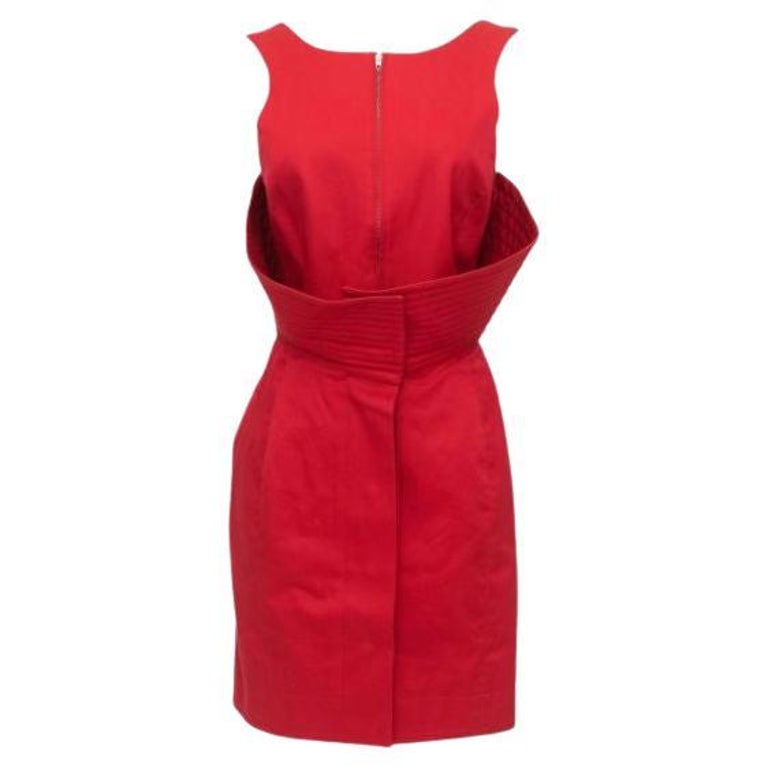 S/S 1988 Claude Montana Red Sculptural Dress For Sale at 1stDibs