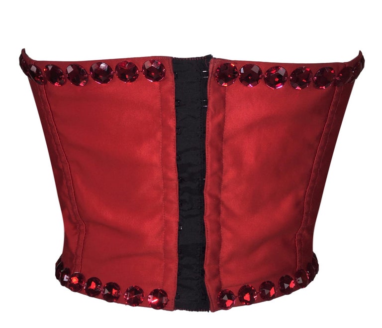 Ss 1992 Dolce And Gabbana Runway Sex And Love Red Crystal Corset