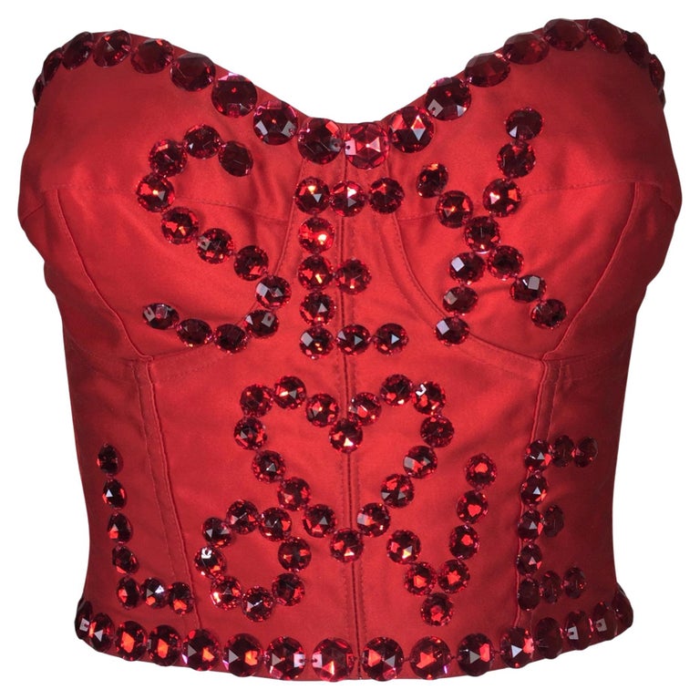 S/S 1992 Dolce and Gabbana Runway SEX and LOVE Red Crystal Corset ...