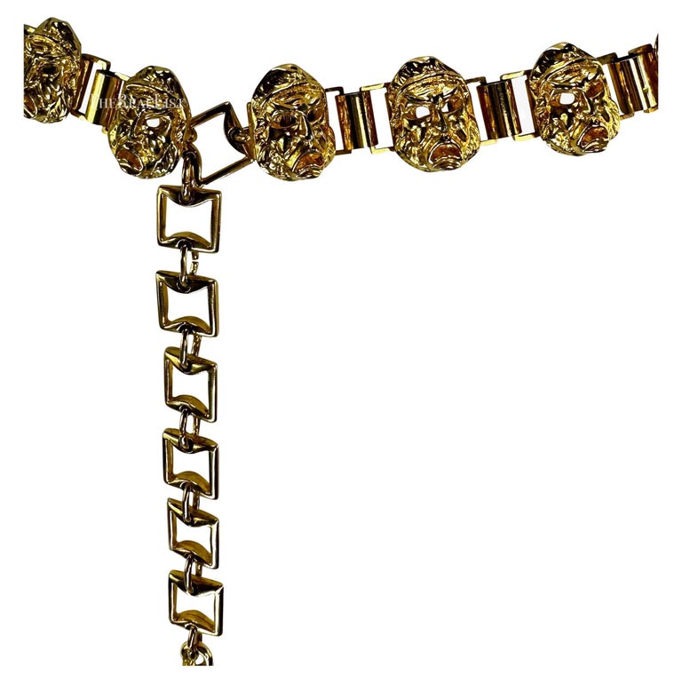 S/S 1992 Gianni Versace Gold Tone Roman Mask Chain Belt For Sale at 1stDibs