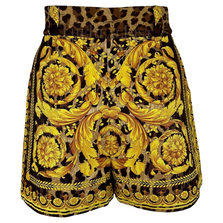 S/S 1992 Gianni Versace Runway Gold Baroque Leopard Print High Waisted ...