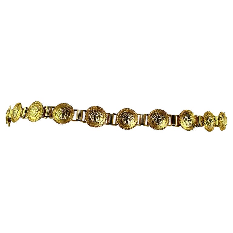 S/S 1992 Gianni Versace Runway Gold Tone Medusa Medallion Chain Belt ...