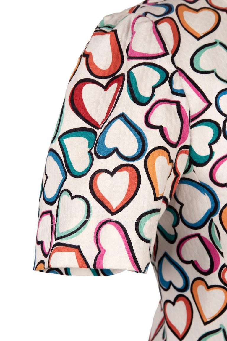 S/S 1992 YVES SAINT LAURENT White Multi-Coloured Heart Print Jacket or ...