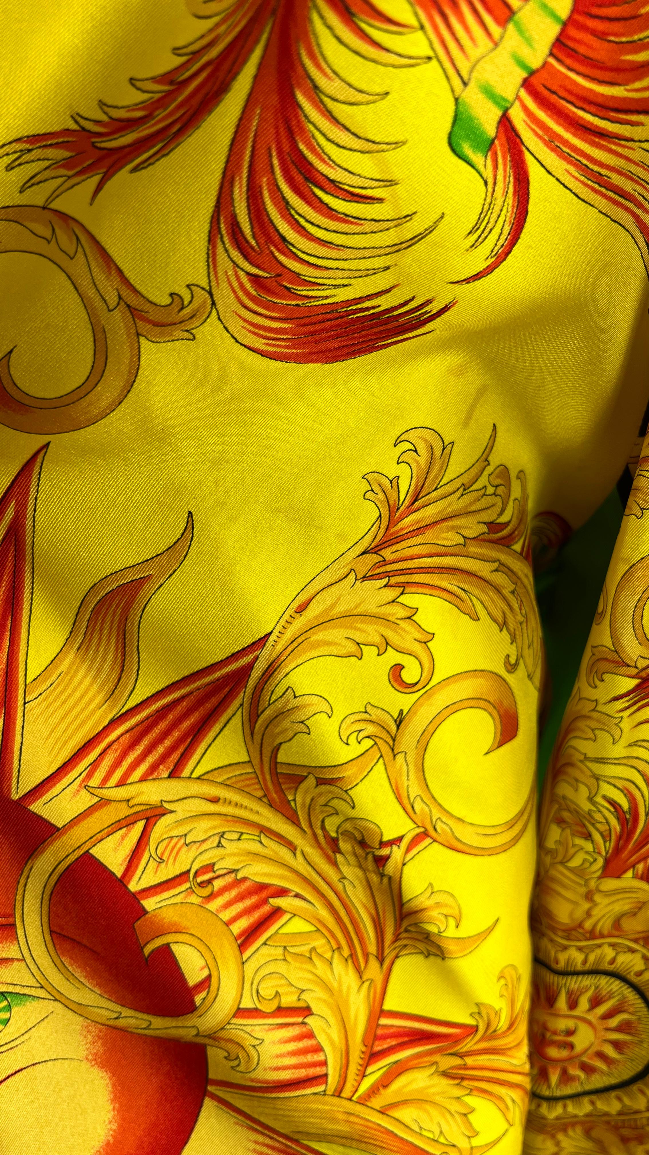S/S 1993 Gianni Versace Couture Miami Sun Baroque Print Silk Tunic Top ...