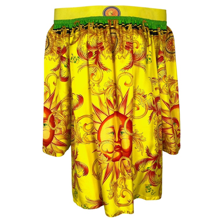 S/S 1993 Gianni Versace Couture Miami Sun Baroque Print Silk Tunic Top ...