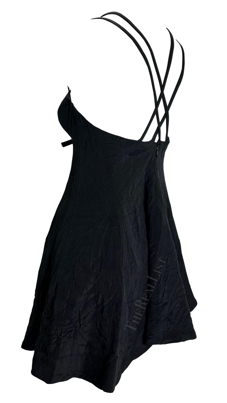 S/S 1994 Gianni Versace Black Wrinkled Punk Flare Mini Baby Doll Dress ...