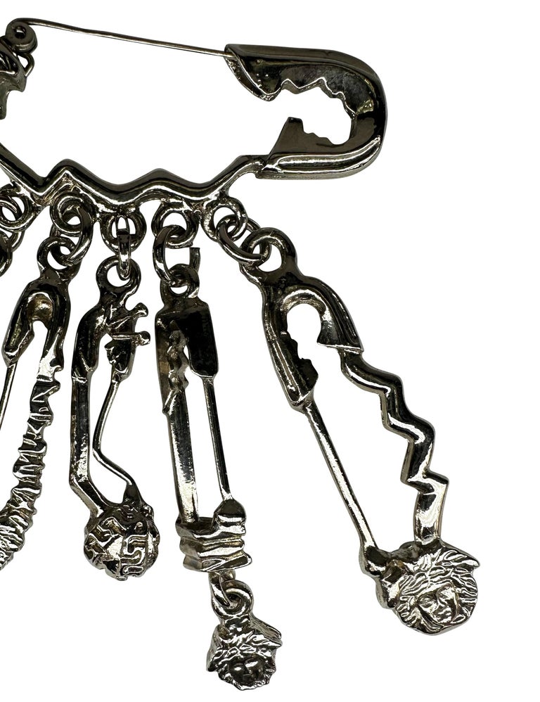 S/S 1994 Gianni Versace Silver Tone Medusa Logo Safety Pin Costume ...