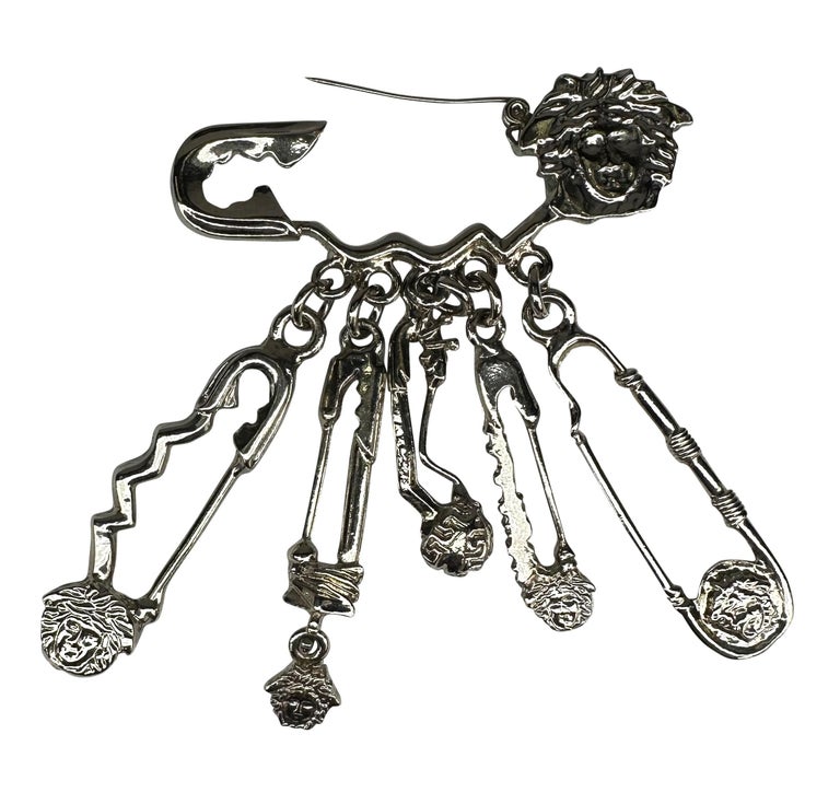 S/S 1994 Gianni Versace Silver Tone Medusa Logo Safety Pin Costume ...
