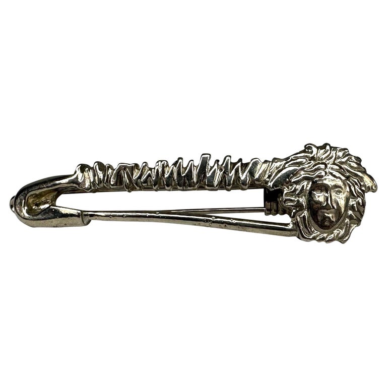 S/S 1994 Gianni Versace Silver Tone Safety Pin Medusa Hair Clip For ...