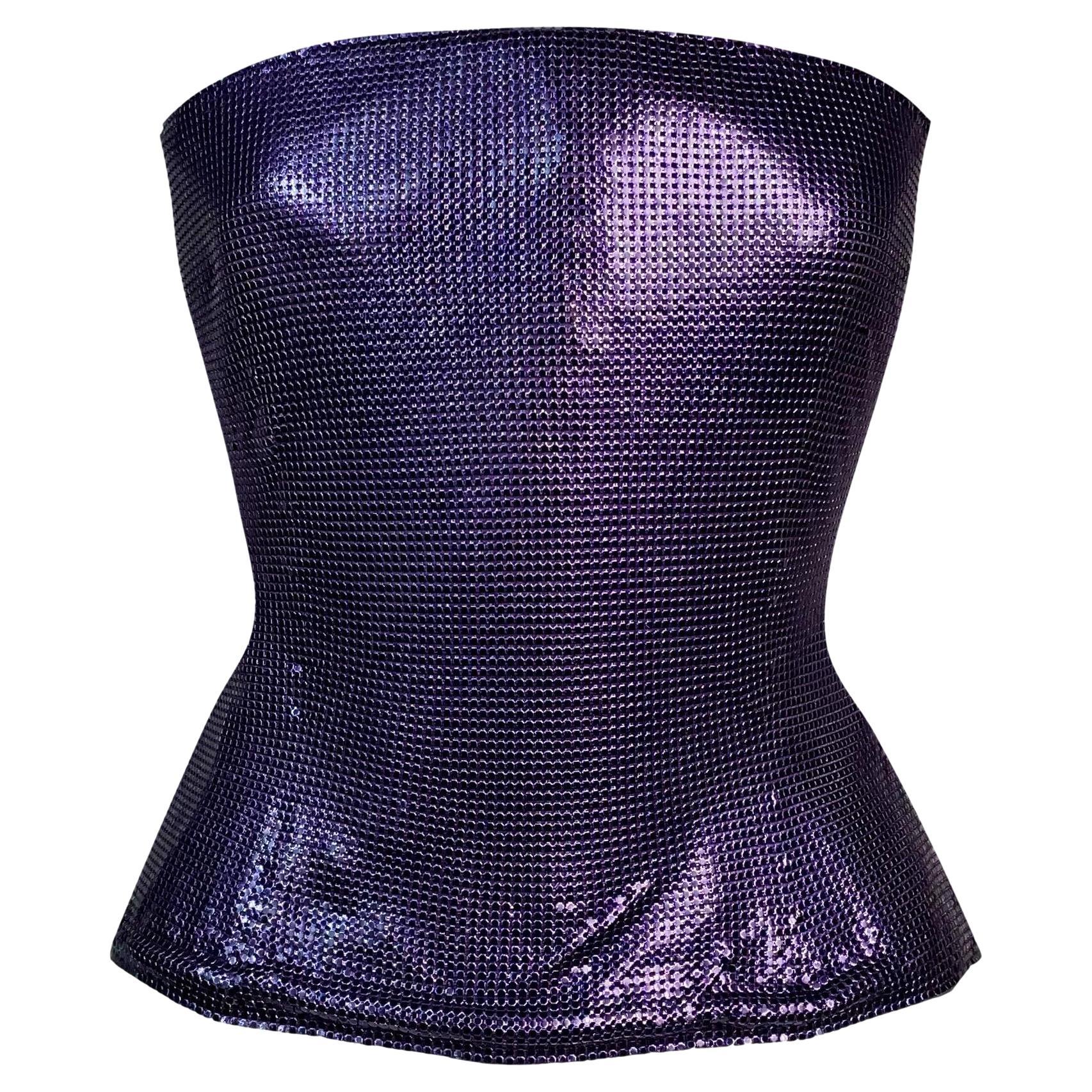 C. 1994 Atelier Versace by Gianni Corset Chainmail Crystal Metal Beaded ...