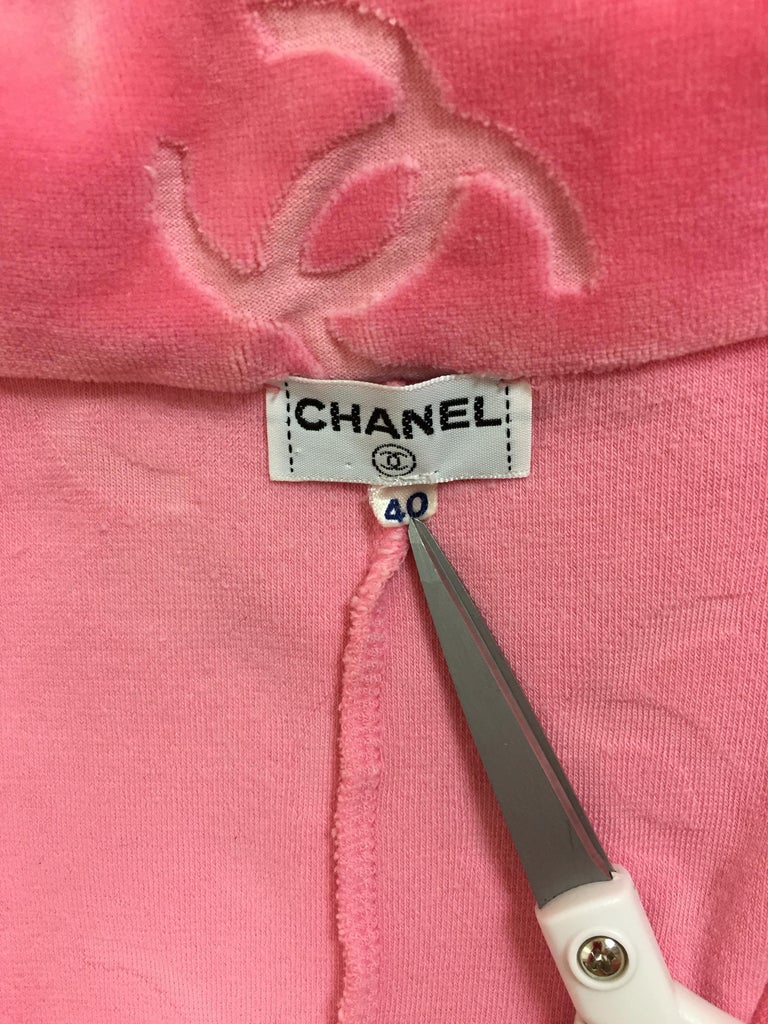 S/S 1996 Chanel Pink Logo Monogram Velvet Plunging Micro Mini Dress at ...