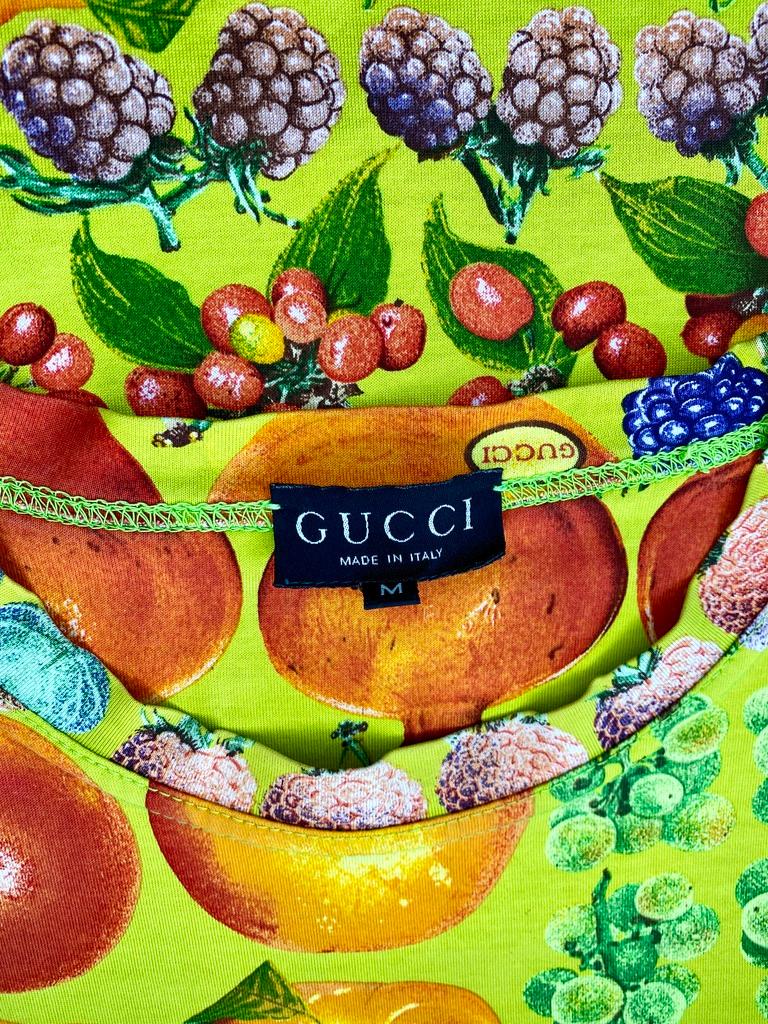 S/S 1996 Gucci by Tom Ford Fruit Print Botanic Green Cotton T-Shirt For ...
