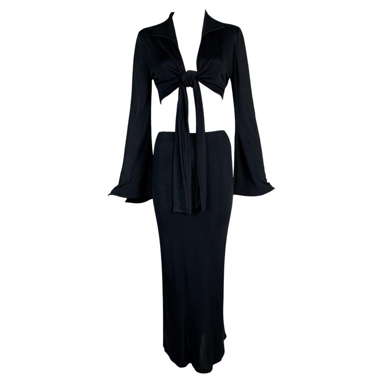 S/S 1996 Gucci Tom Ford Runway Black Wrap Crop Top and Long Skirt Set ...