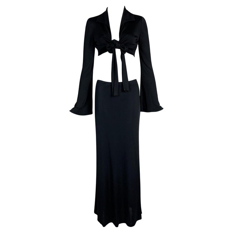 S/S 1996 Gucci Tom Ford Runway Black Wrap Crop Top and Long Skirt Set ...