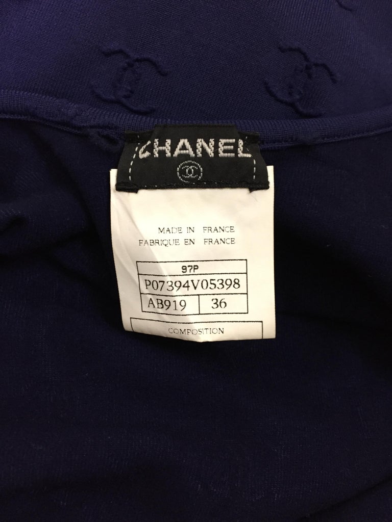 S/S 1997 Chanel CC Logo Monogram Navy Blue Jumpsuit Romper at 1stDibs ...