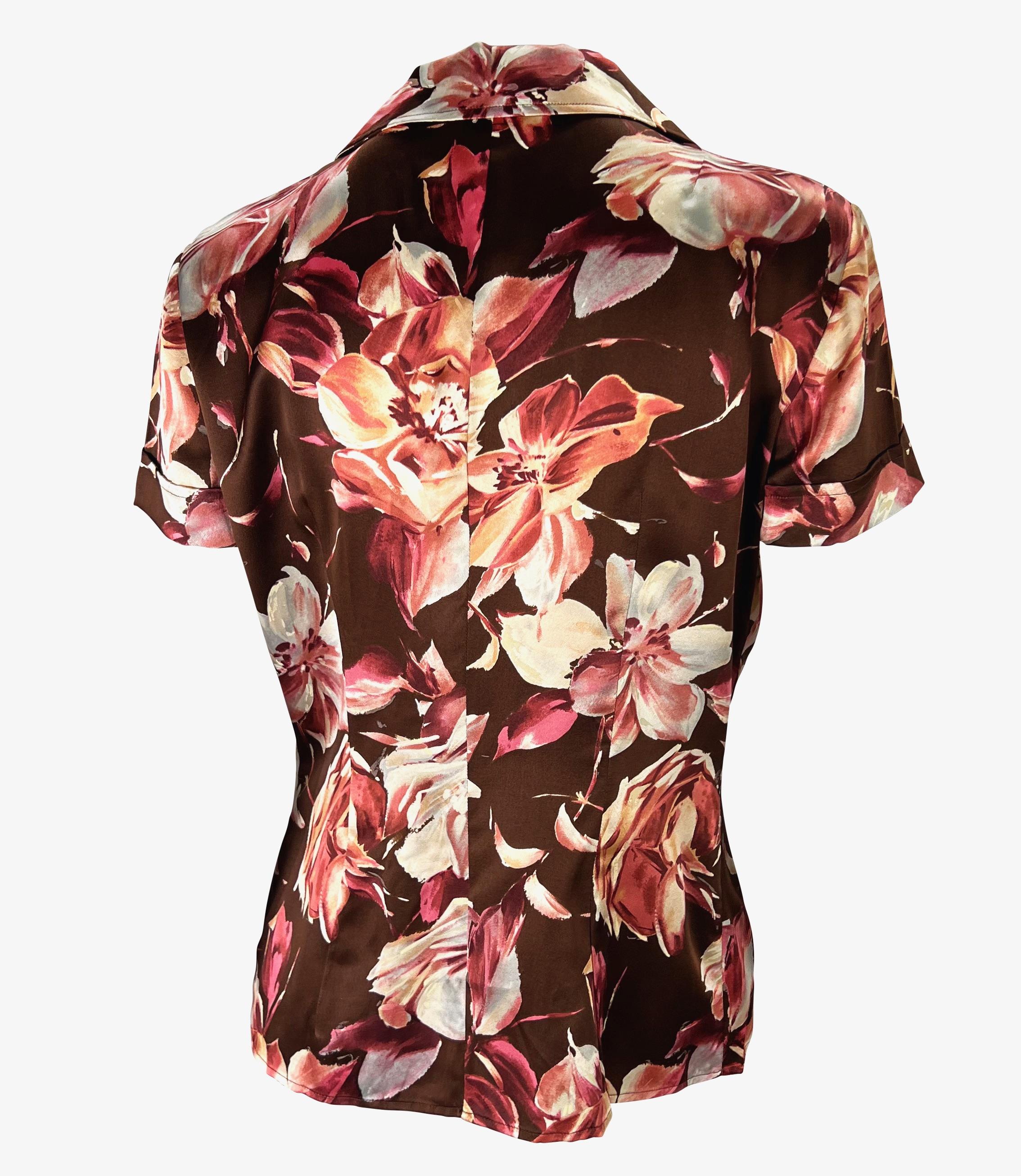 S/S 1997 Dolce and Gabbana Runway Silk Floral Button Up Blouse For Sale ...