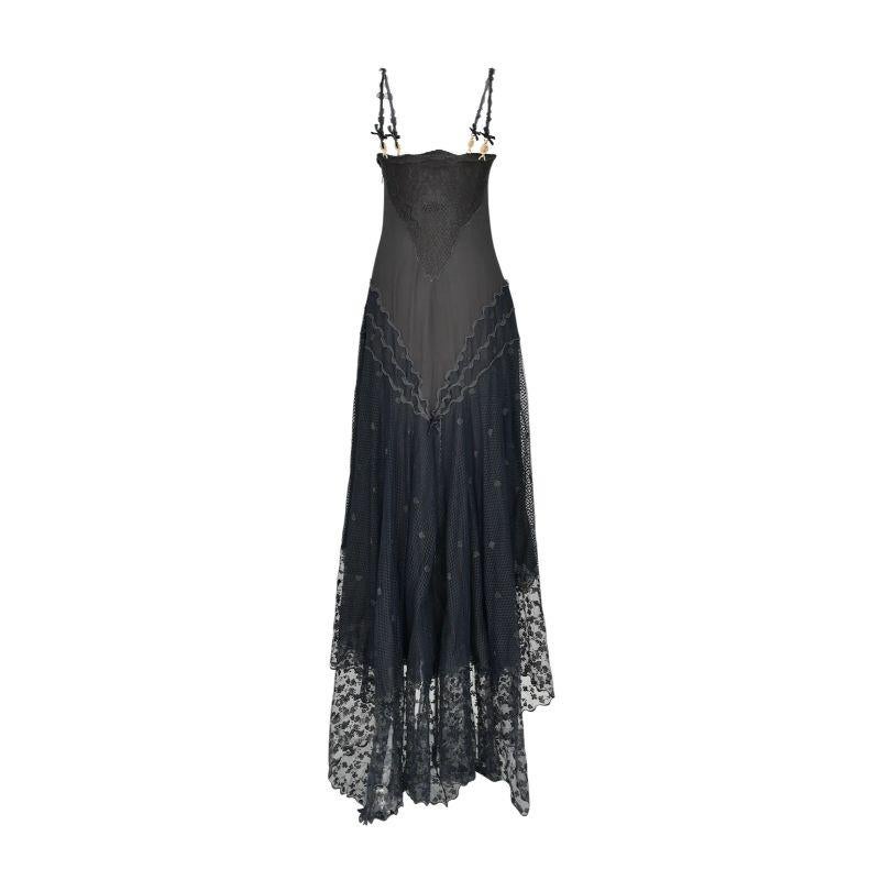 S/S 1997 Gianni Versace Couture Charcoal Gray Lace Gown at 1stDibs